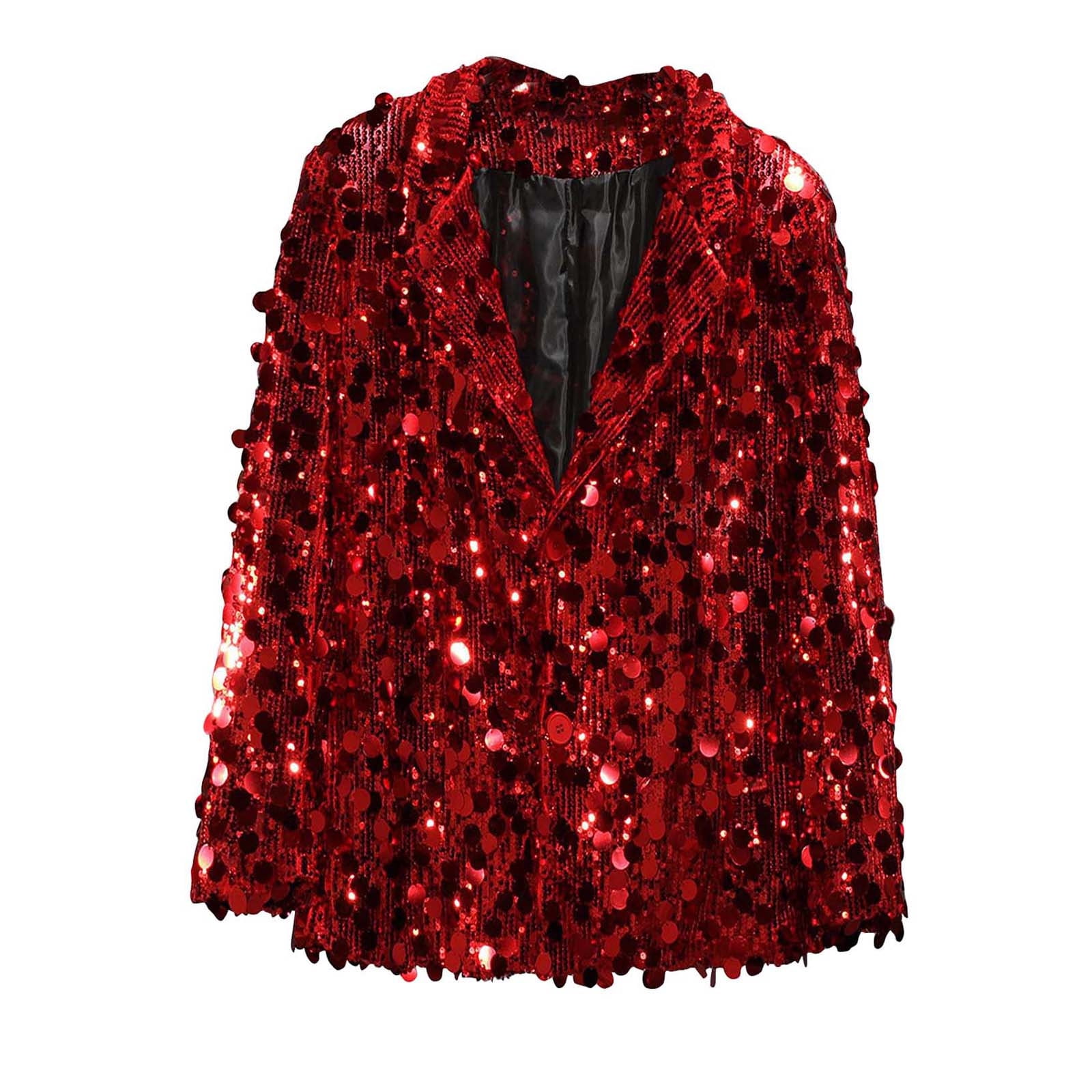 2025 Deals Miqool Men's 70s Dicos Shiny Sequin Blazer Sparkly Wedding ...