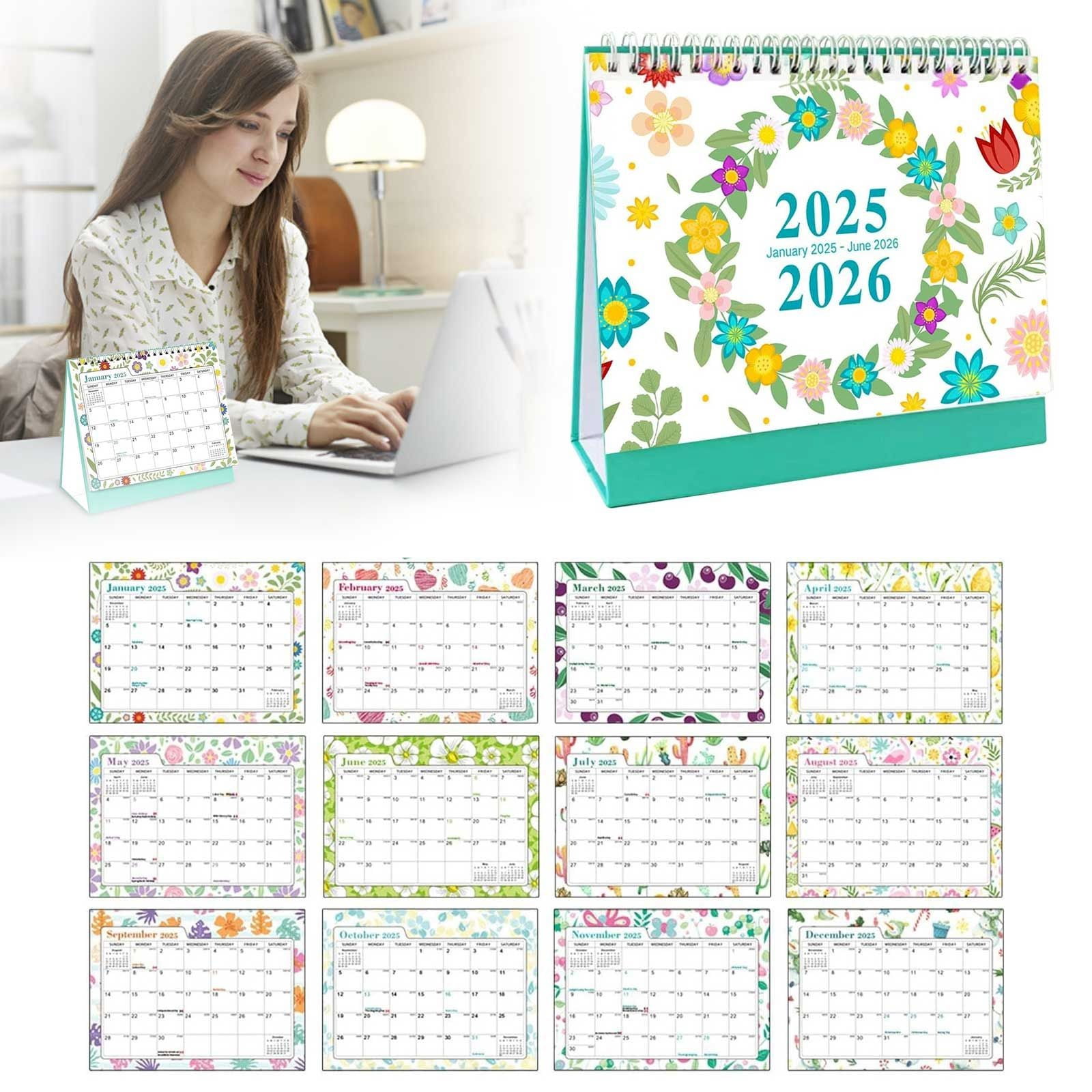 2025 Desk Calendar Desktop Calendar 18 Months Desktop Calendar Standing ...