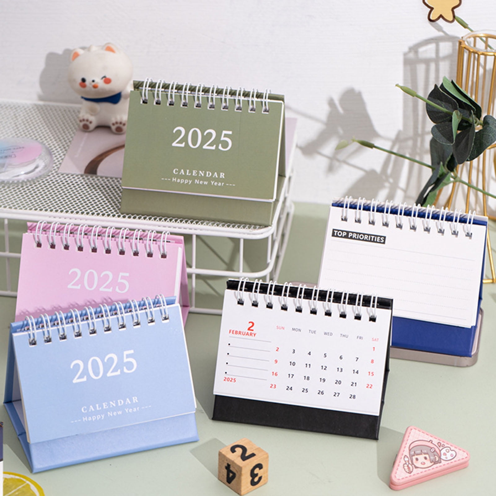 2025 Desk Calendar top Coil Calendar Schedule Planner to Do List ...