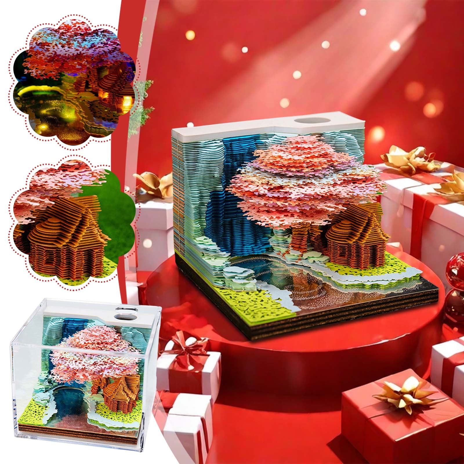 2025 Desk Calendar with LED Lights, Paper Carving 3D Castle Calendar ...