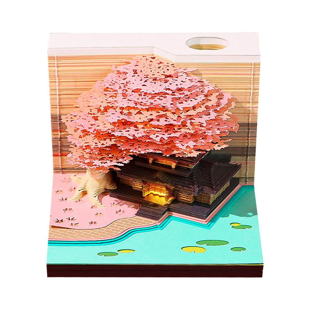 2025 Desk Calendar With LED Lights, Non-Sticky Note Pad, Paper Carving ...