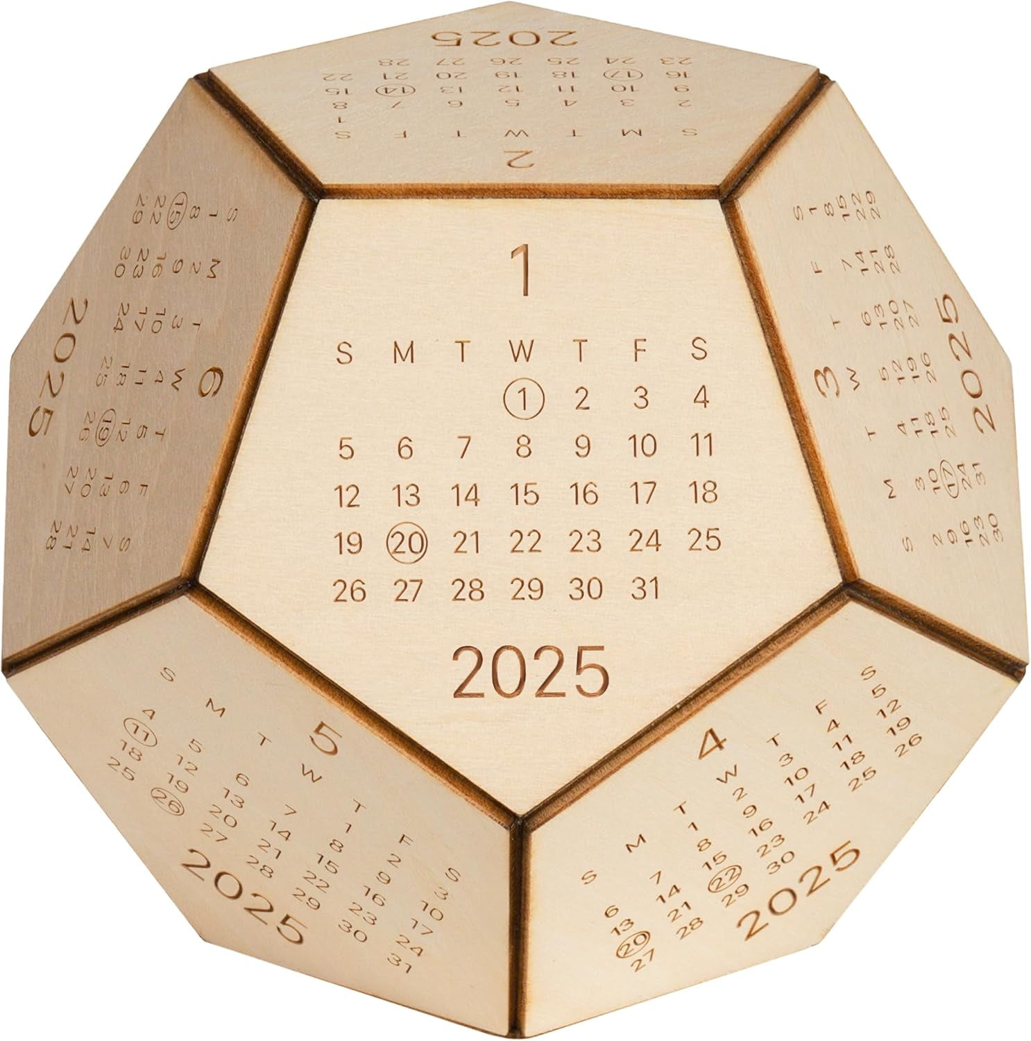 2025 Desk Calendar Wood Doecahedron, Funny Office Gifts for Coworkers ...