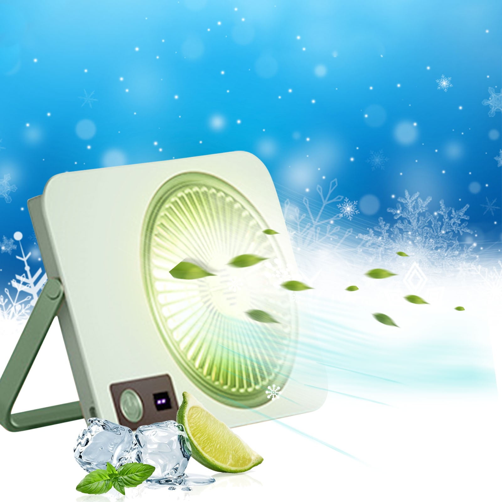 2025 Desktop Fan with Dual Power Mode and LED Light, 5-Speed Plug-in or ...