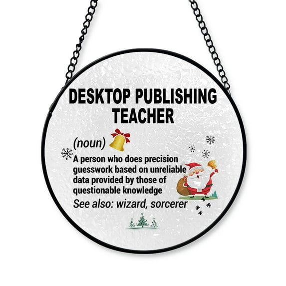 2025 Desktop Publishing Teacher Stained Glass Window Hanging Christmas ...
