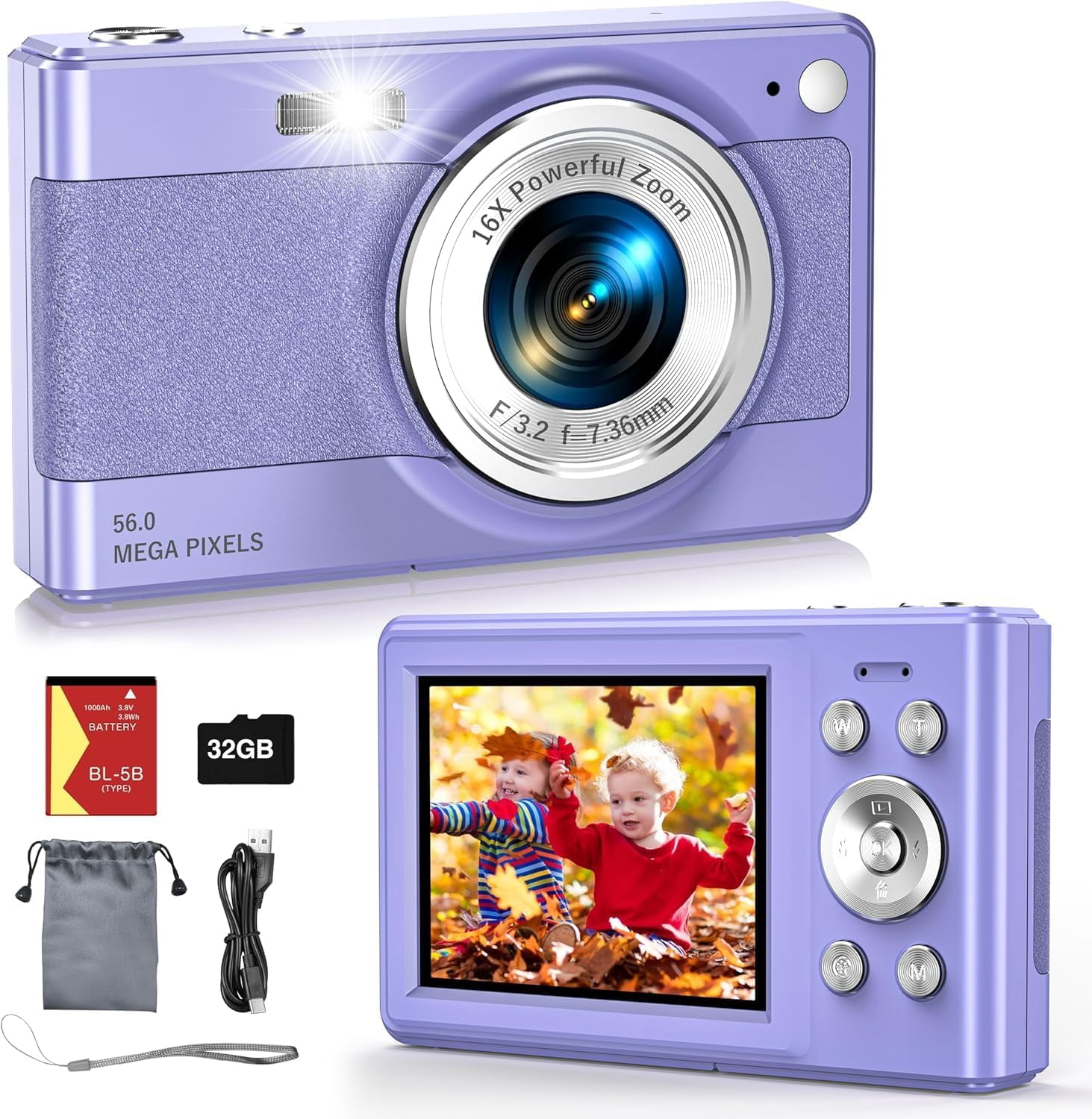 2025 Digital Camera, 56MP FHD 1080P for with 16x Digital Zoom Anti ...