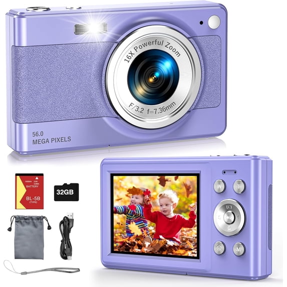 2025 Digital Camera, 56MP FHD 1080P for with 16x Digital Zoom Anti ...