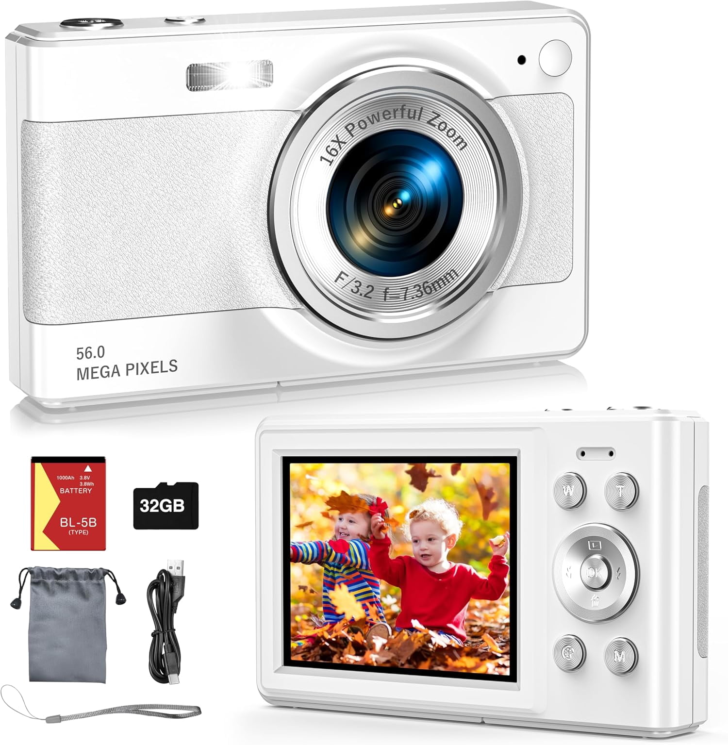 2025 Digital Camera, 56MP FHD 1080P for with 16x Digital Zoom Anti ...