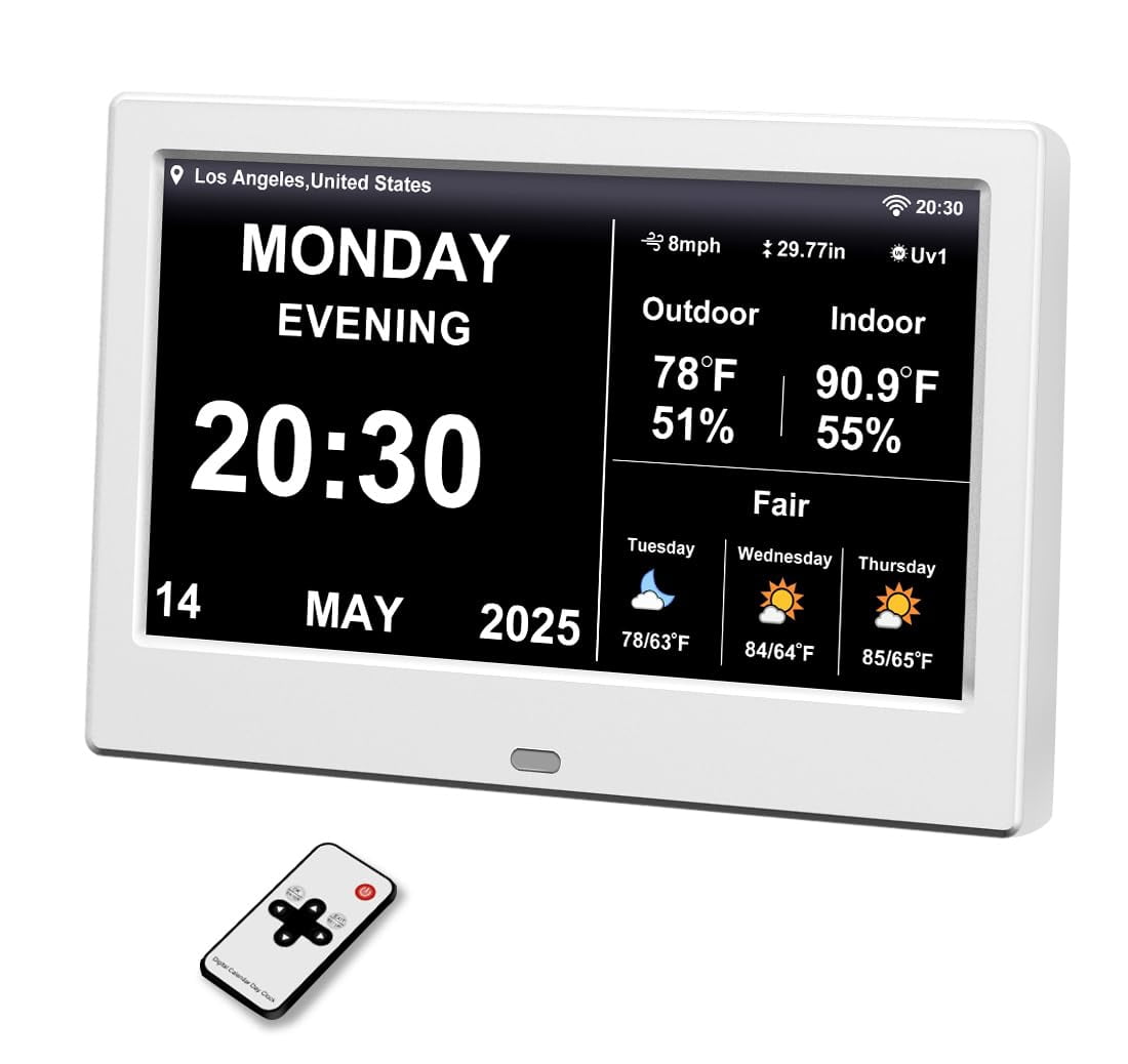 2025 Digital Clock with Weather Forecast & Temperature/Humidity Large ...