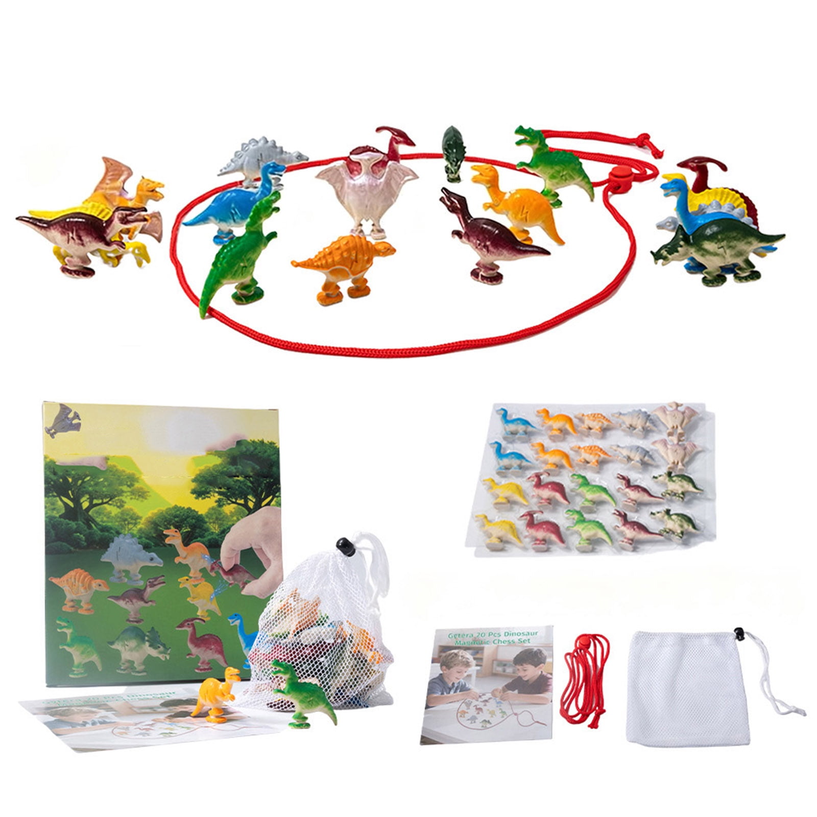 2025 Dinochez Dinosaur Chess Game Set 20 Pcs Dinosaur Stones 1 String ...