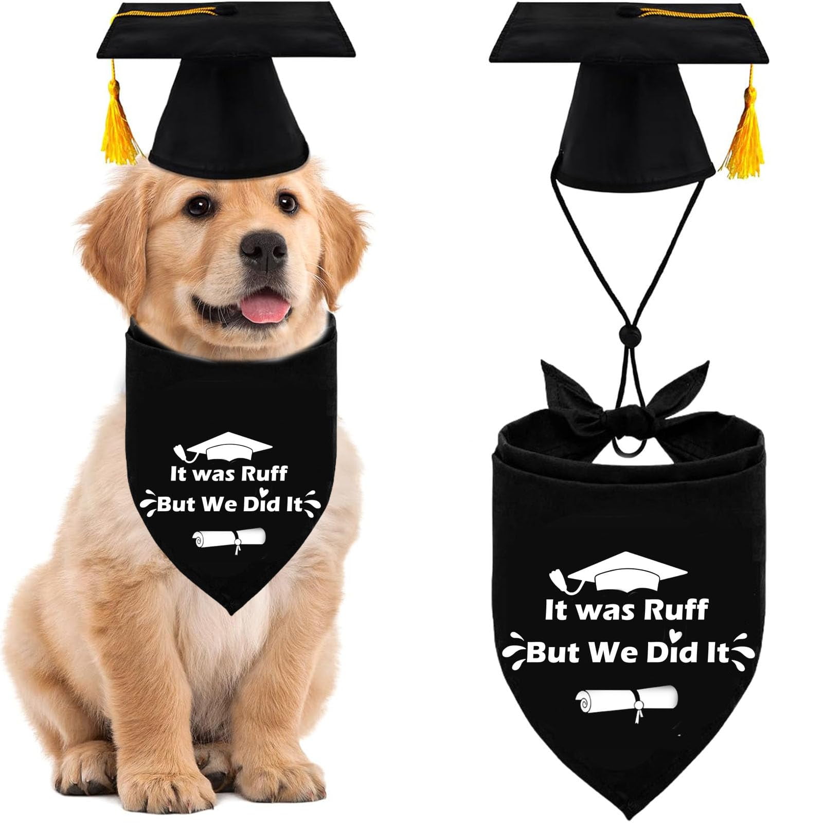 2025 Dog Graduation Cap and Gown ATT1with Gold Tassels Dog Graduation ...
