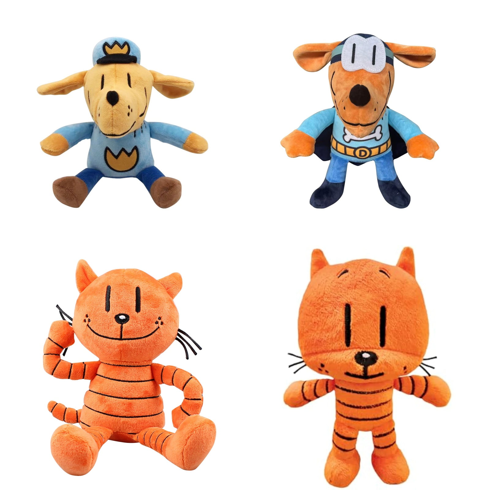 2025 Dog Man Movie Plush 4 PC Set Anime Plush Toy Stuffed Doll Soft ...