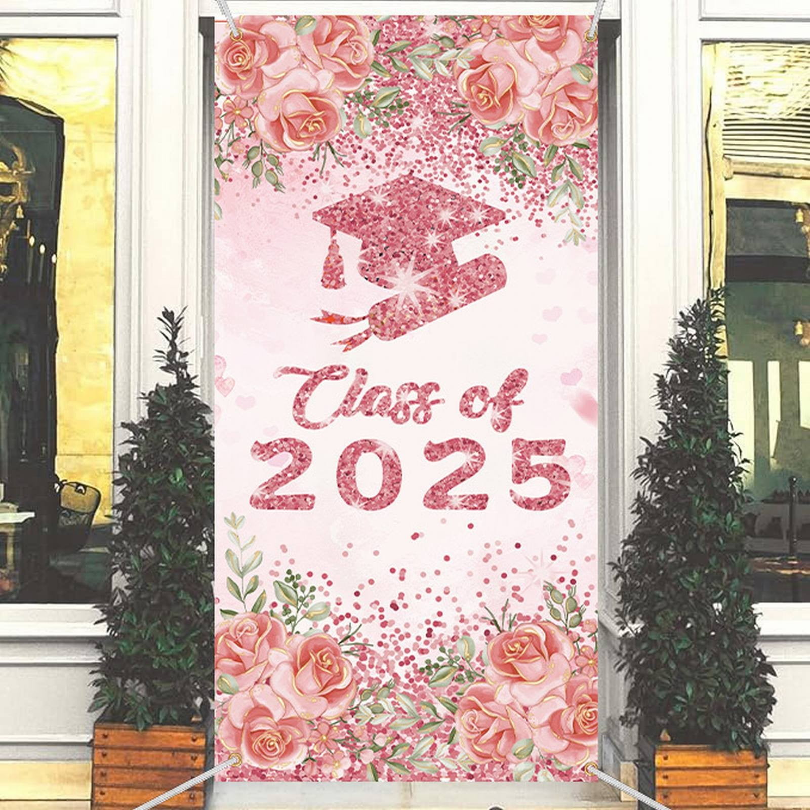 2025 Door Cover Rose Gold 2025 Graduation Congrats Grad Banner For ...