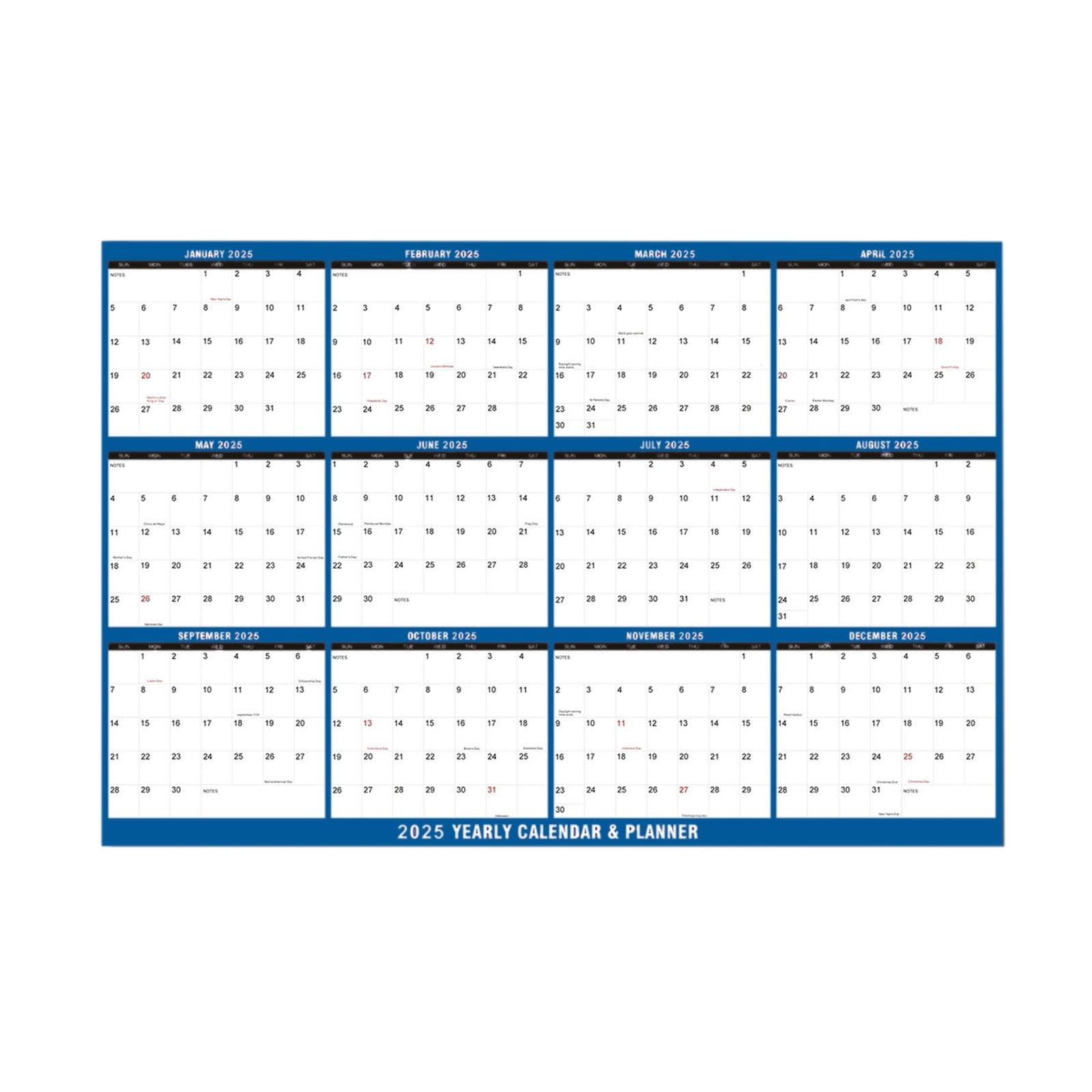 2025 Double Sided Adhesive Erasable Wall Calendar - 32x48 Inch Foldable ...