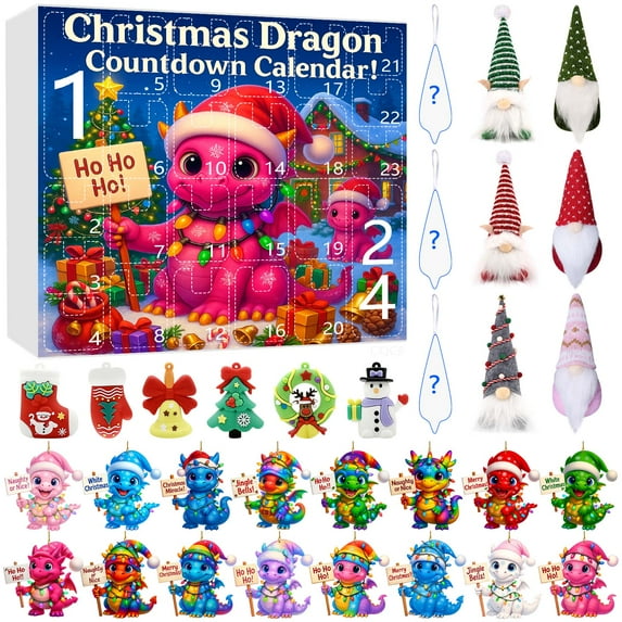 2025 Dragon Advent Calendar 24 Days Christmas Countdown with Ornaments ...