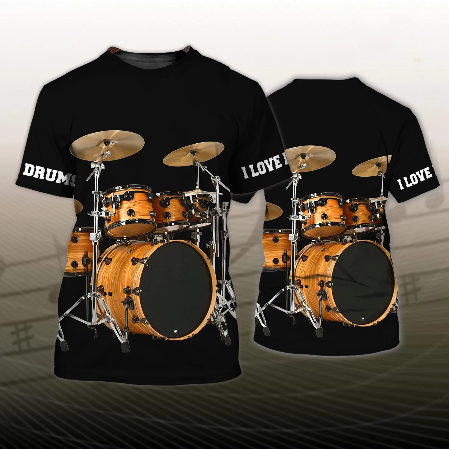 2025 Drums Kit Men's T-Shirt for Men 3D Print T Shirt Classic Music ...