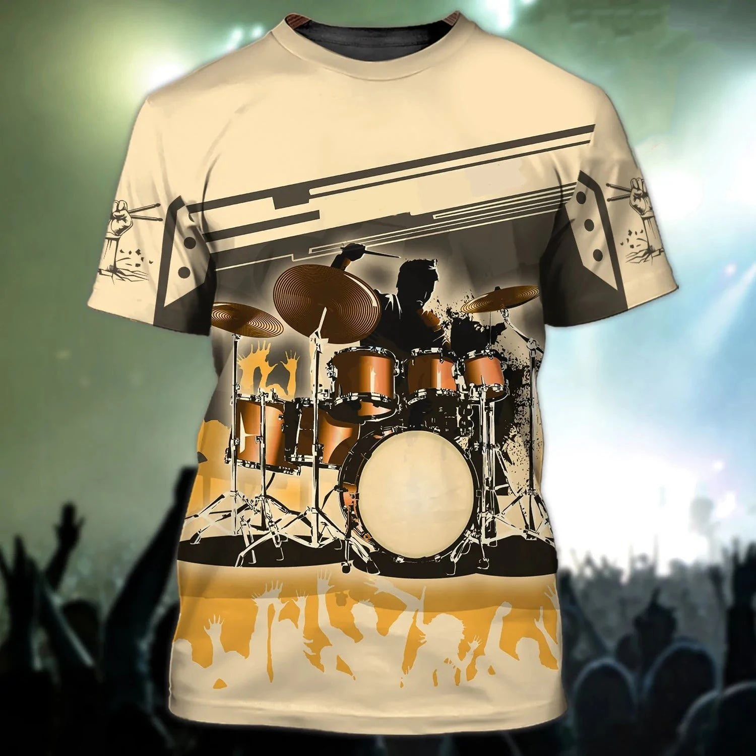 2025 Drums Kit Men's T-Shirt for Men 3D Print T Shirt Classic Music ...