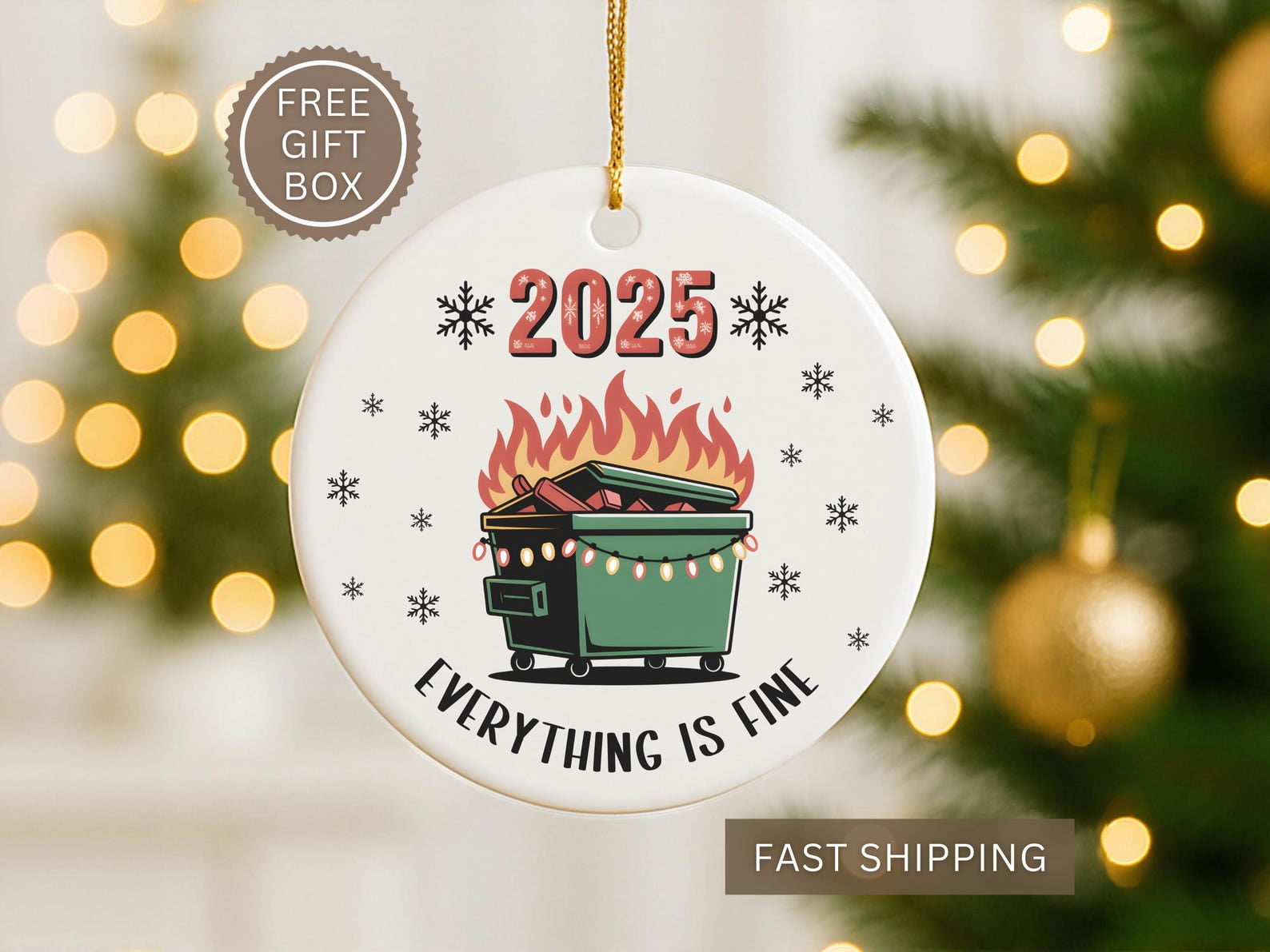 2025 Dumpster Fire Christmas Ornament - Hilarious Holiday Gag Gift for ...