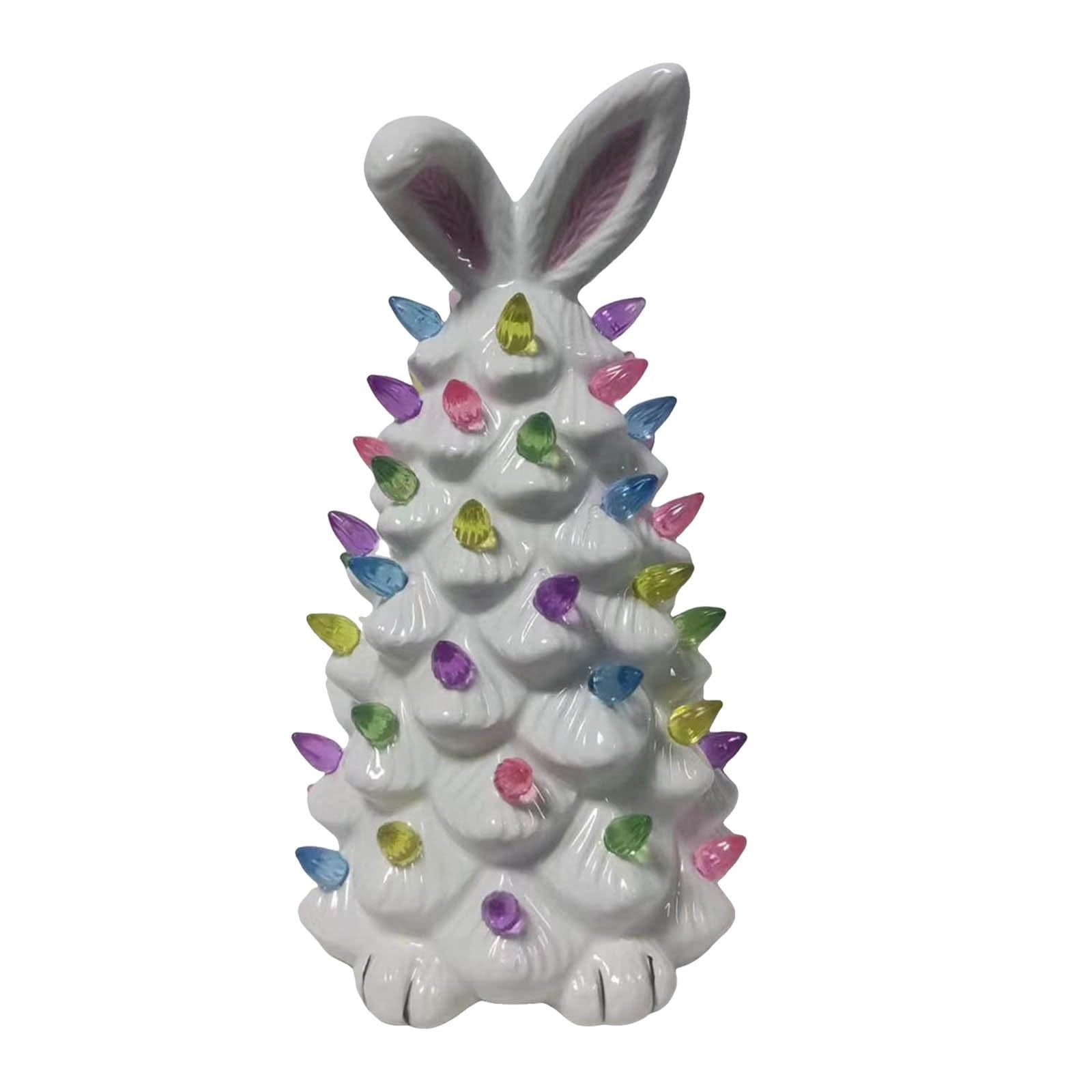 2025 Easter Bunny Ceramic Tabletop Tree – 9.6inch Lighted Rabbit ...
