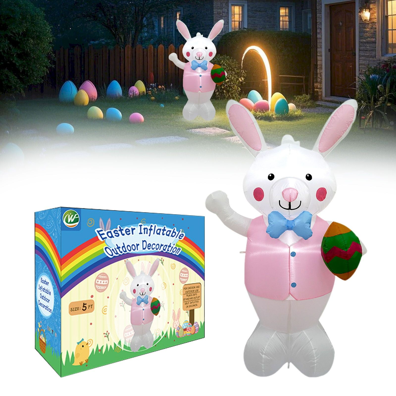 2025 Easter Bunny Inflatable | Outdoor Yard Decoration | LED Lighting ...