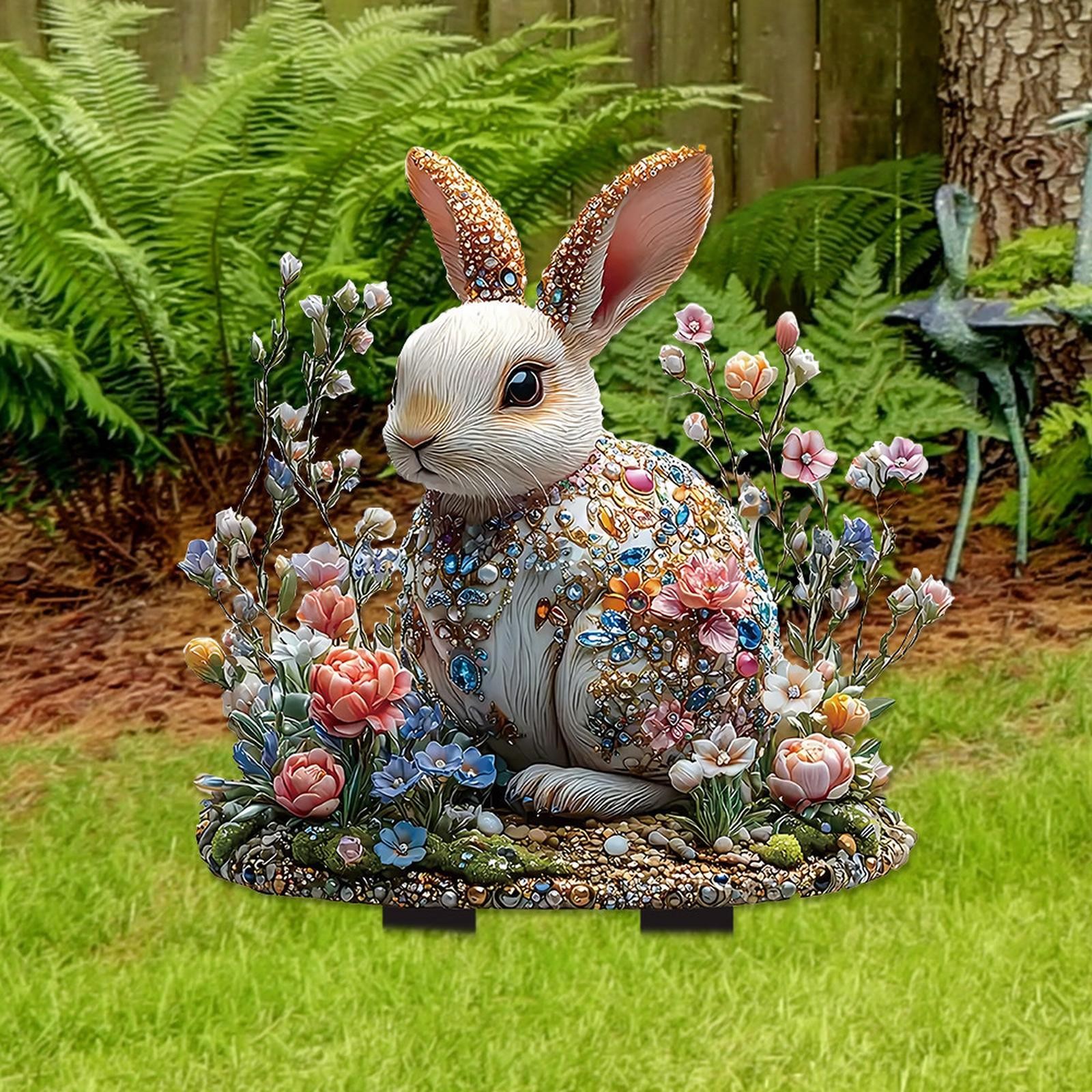 2025 Easter Bunny Yard Stakes Easter Acrylic Bunny Garden Stake Easter ...