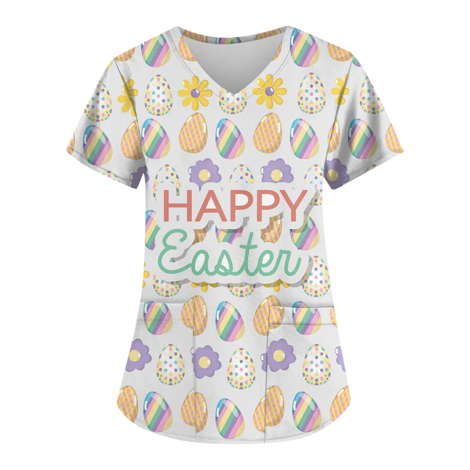 2025 Easter Caregiver Uniforms Workwears, Women's Easter Printed Work ...