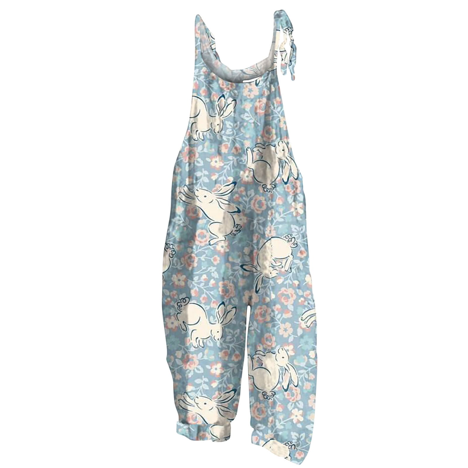 2025 Easter Jumpsuits, Stylish Print Casual Sleeveless Wide Leg ...