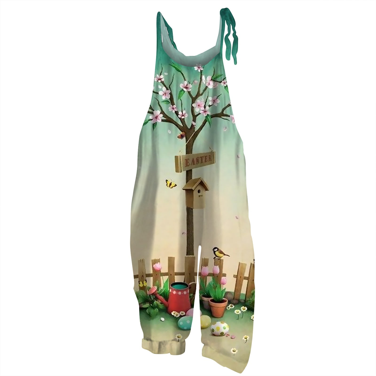 2025 Easter Jumpsuits, Women's Stylish Printed Casual Sleeveless Loose ...