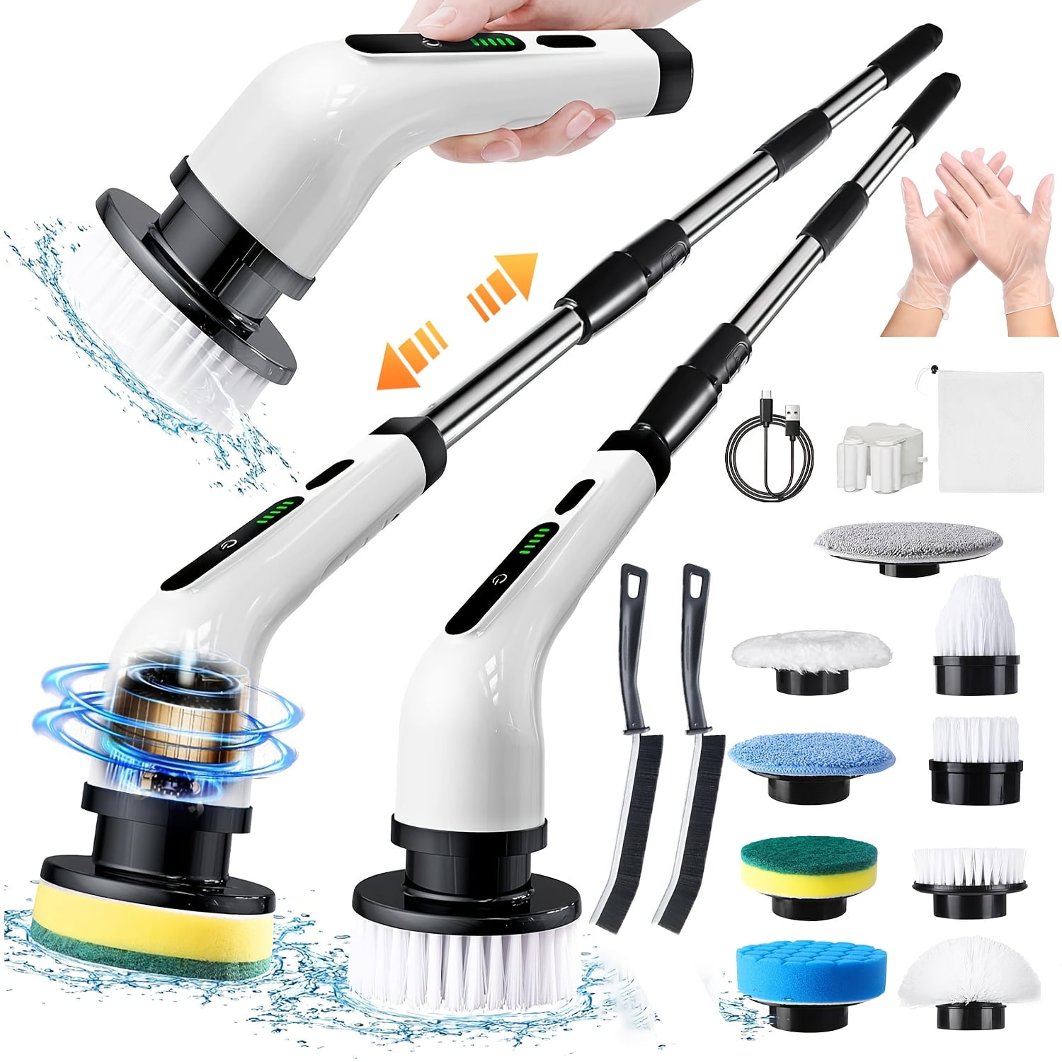 2025 Electric Rotary Scrubber, Rechargeable Cleaning Brush, Shower Scrubber with 9 Brush Heads ...