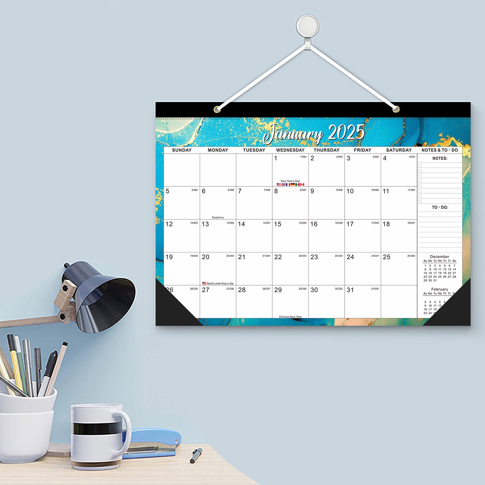 2025 English Version Countdown Calendar - 18-Month Desktop Wall ...