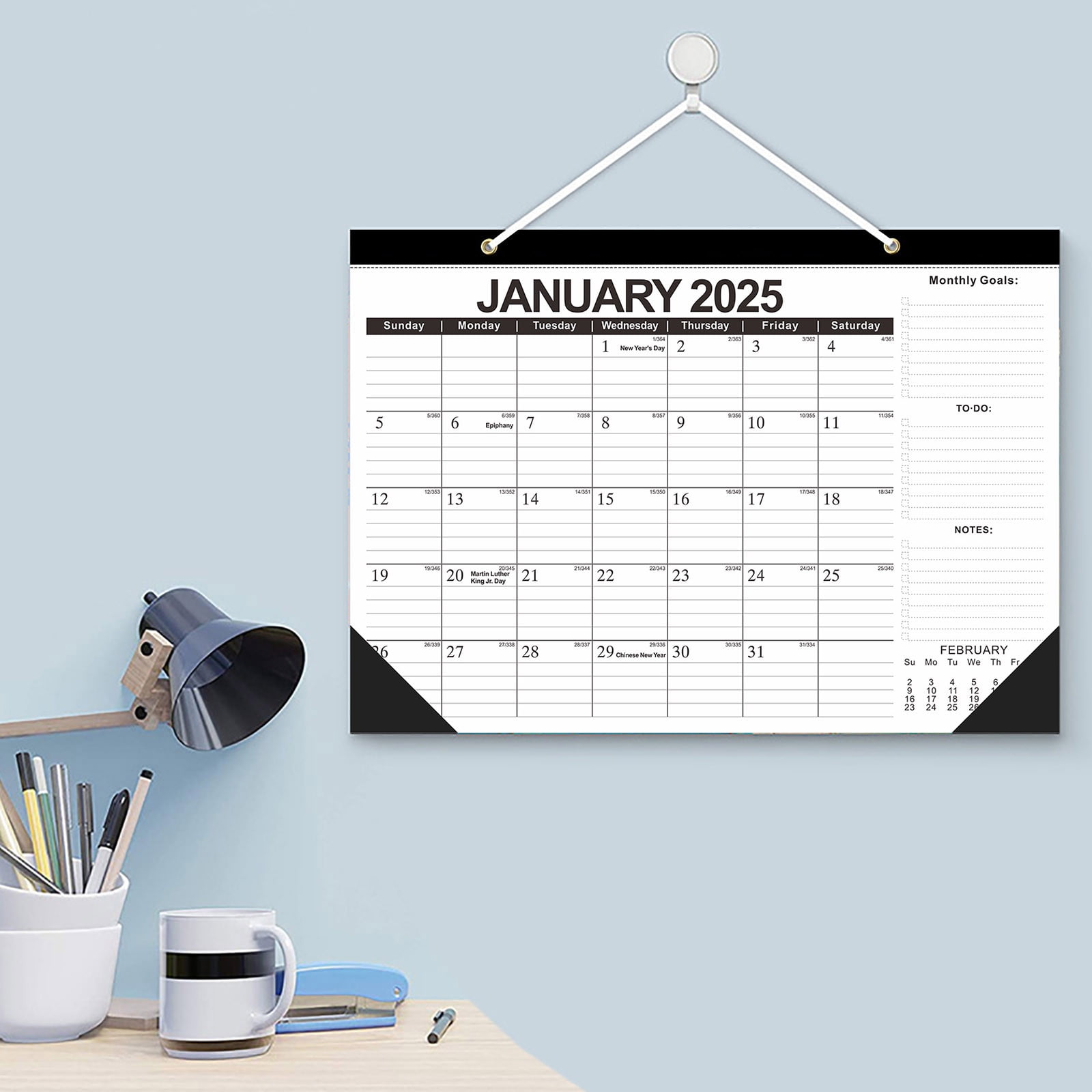 2025 English Version Countdown Calendar - 18-Month Desktop Wall ...