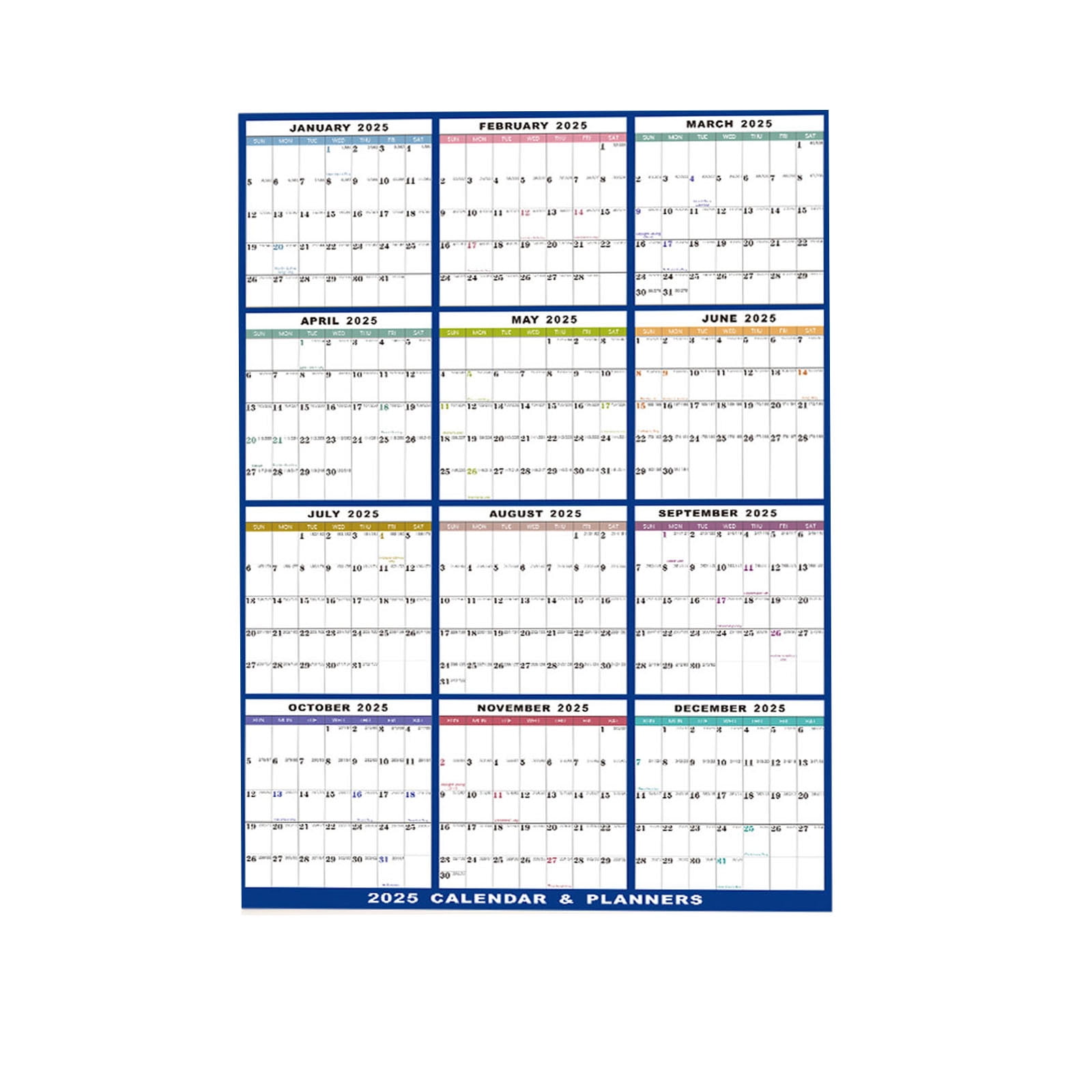 2025 English Wall Mounted Double Sided Adhesive Erasable Calendar ...