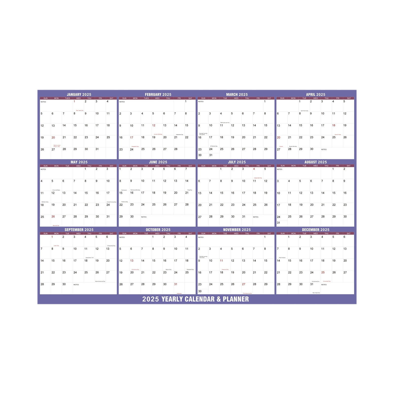 2025 Erasable Wall Calendar | Laminated Vertical Dry-Erase Design ...