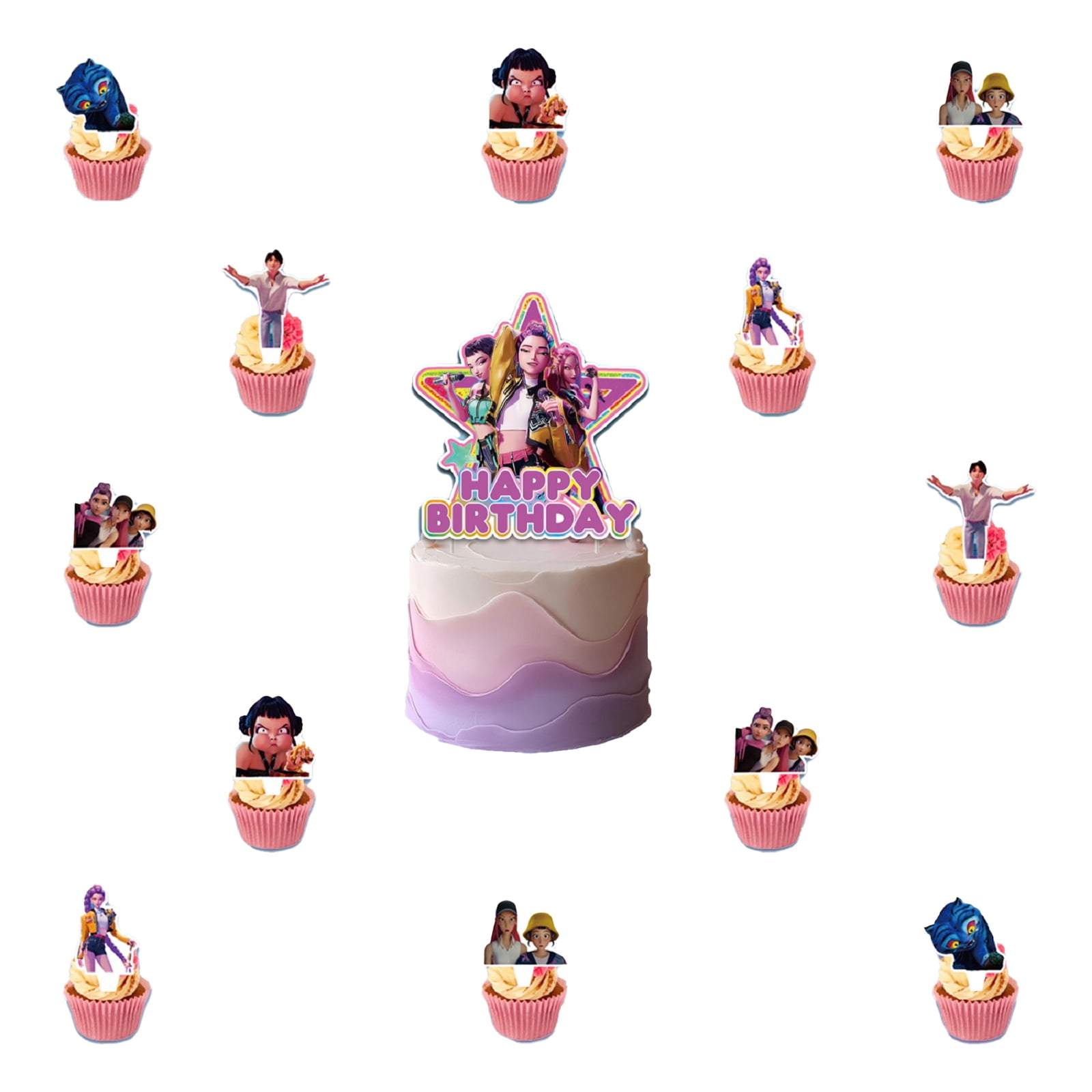 Anime Party Decor K-pop Demon Hunters Birthday Party Decorations Figure ...