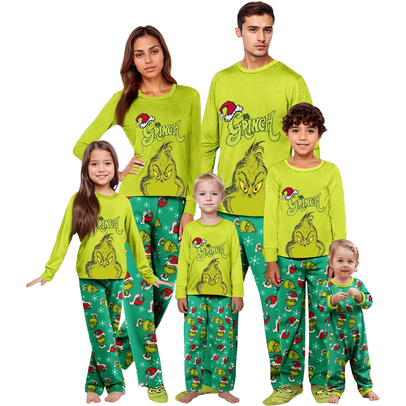 2025 Family Matching Pajama Set - Christmax Grinnch Theme Printed Long ...