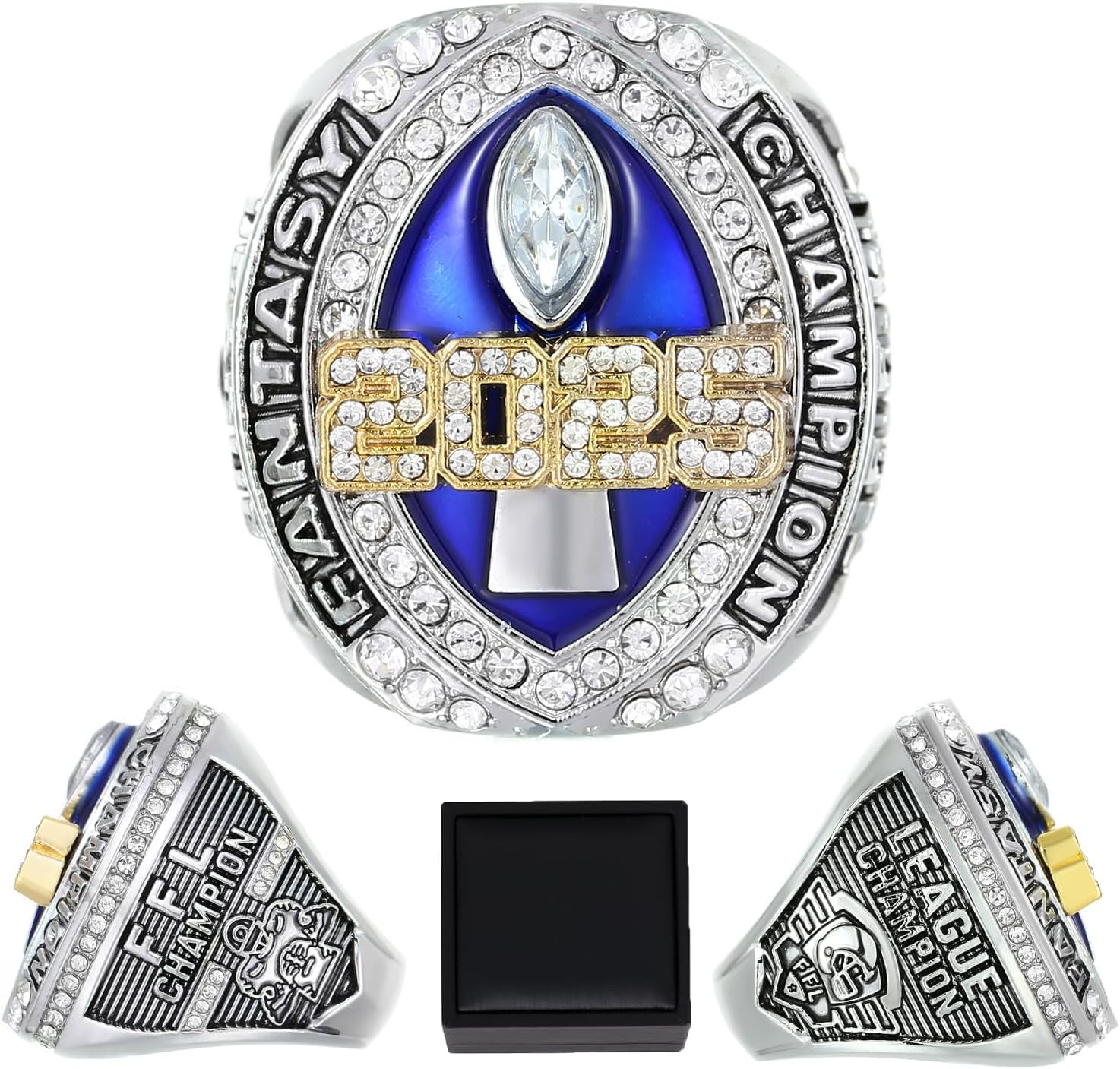 2025 Fantasy Football Championship Ring with Box League Champion Trophy ...