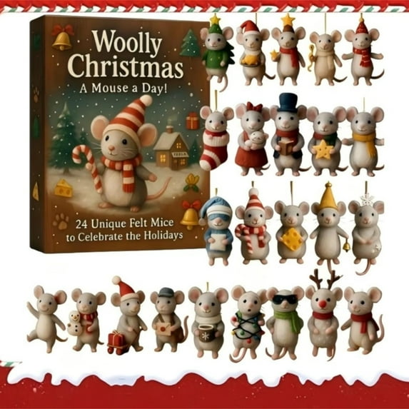 2025 Felt Mouse Advent Calendar, 24 Unique Mice Ornaments Christmas ...
