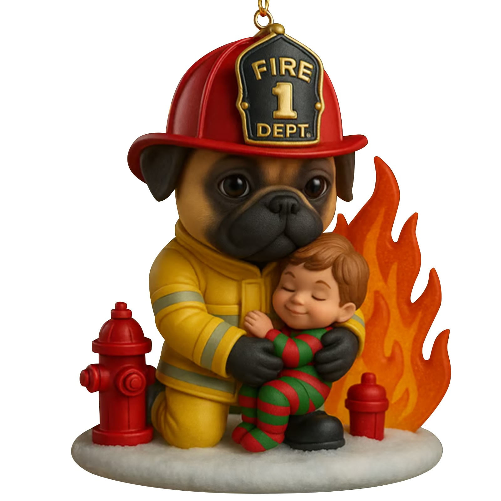 2025 Firefighter Christmas Statue Decorations, Figurine Home Tabletop ...