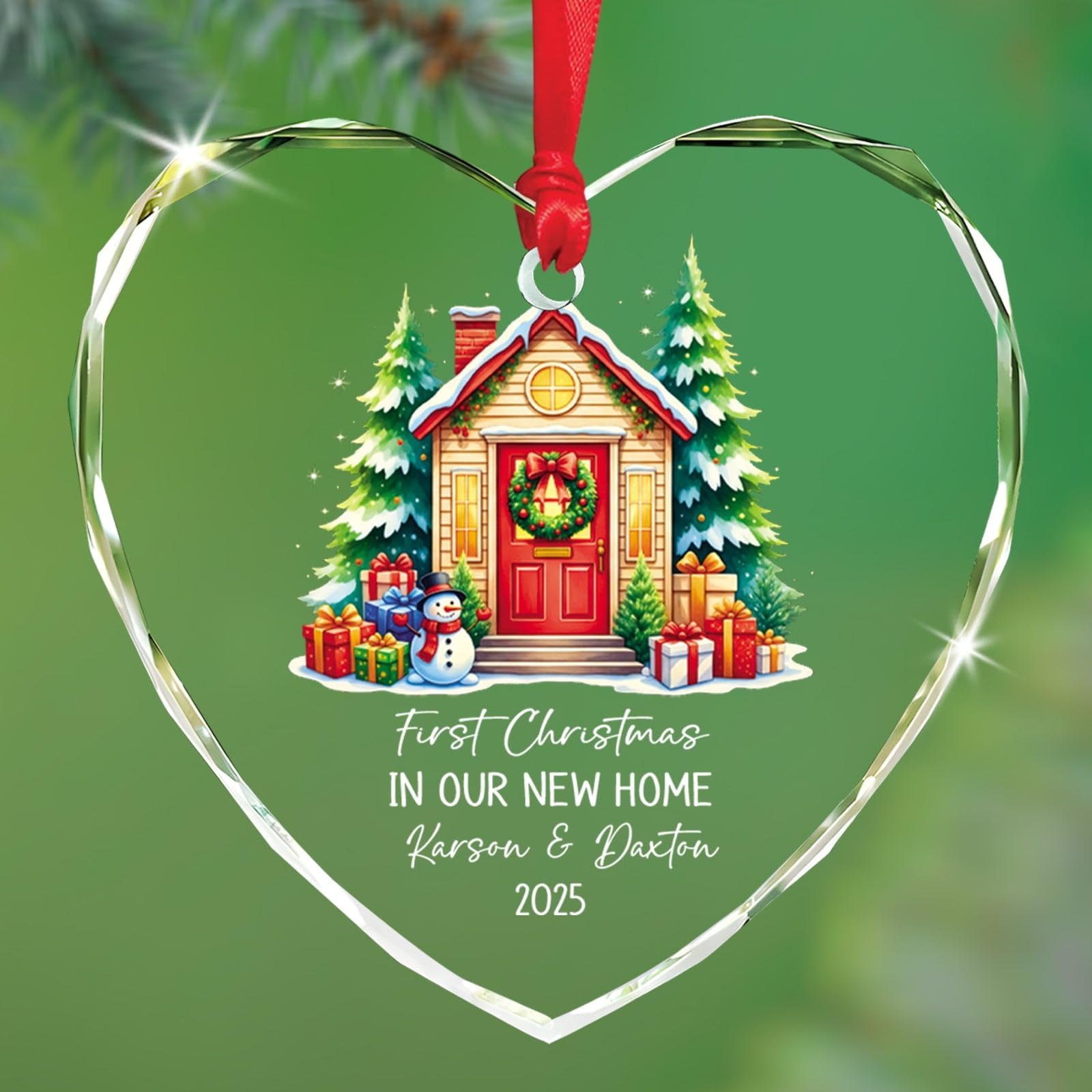 2025 First Christmas in Our New Home Glass Ornament, Personalized 1st ...