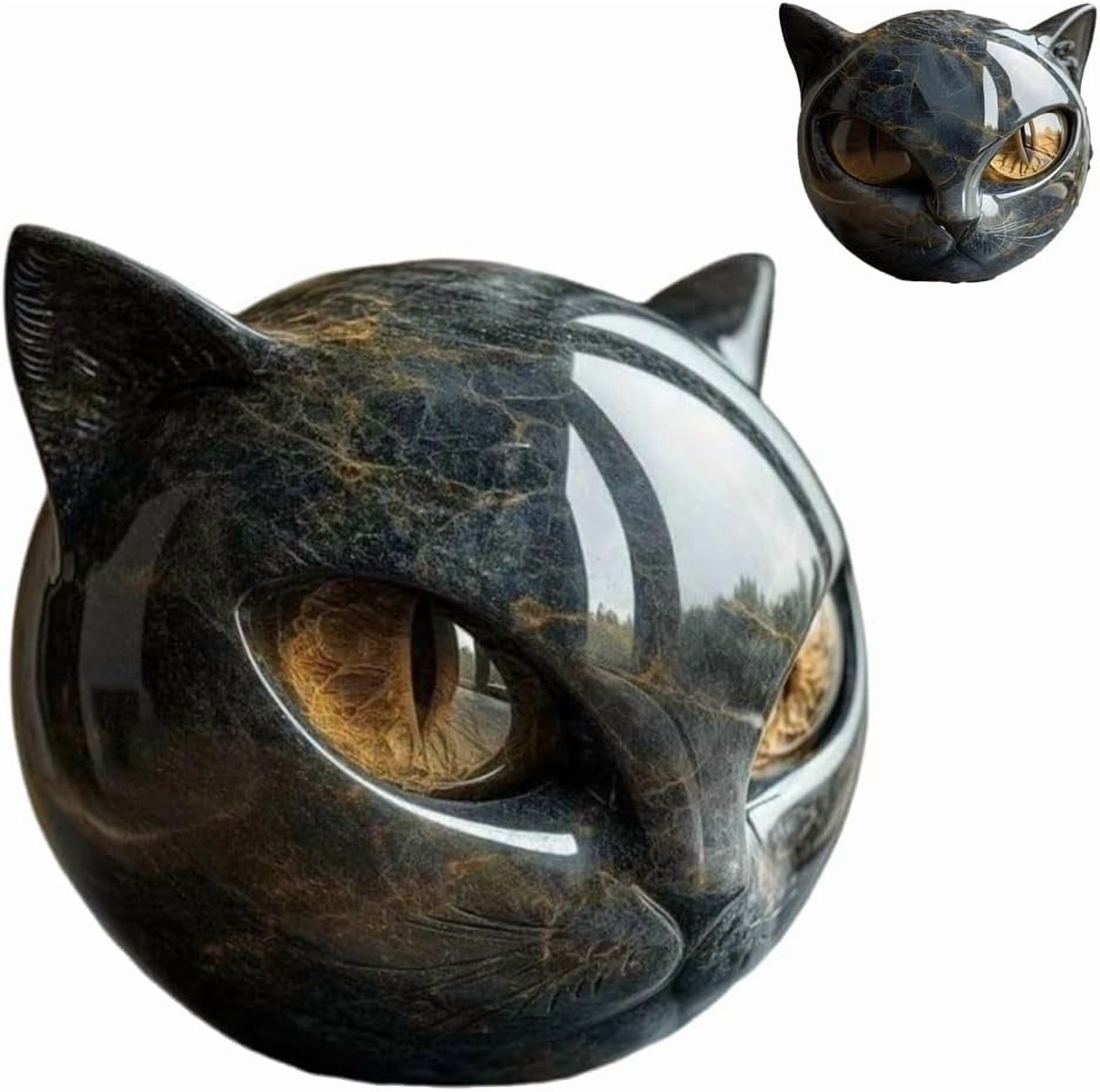 2025 Flairgifts Luxury Black Cat Stone Sculpture Home Décor & Gift ...