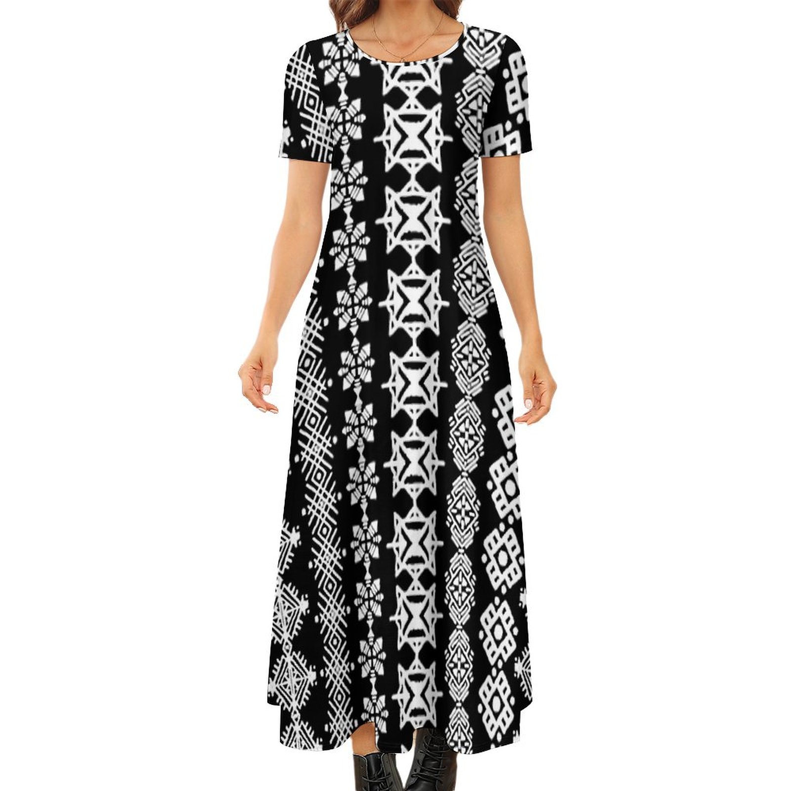 2025 Floral Dresses White Dress Maxi Print Retro Bohemia Wear Large ...