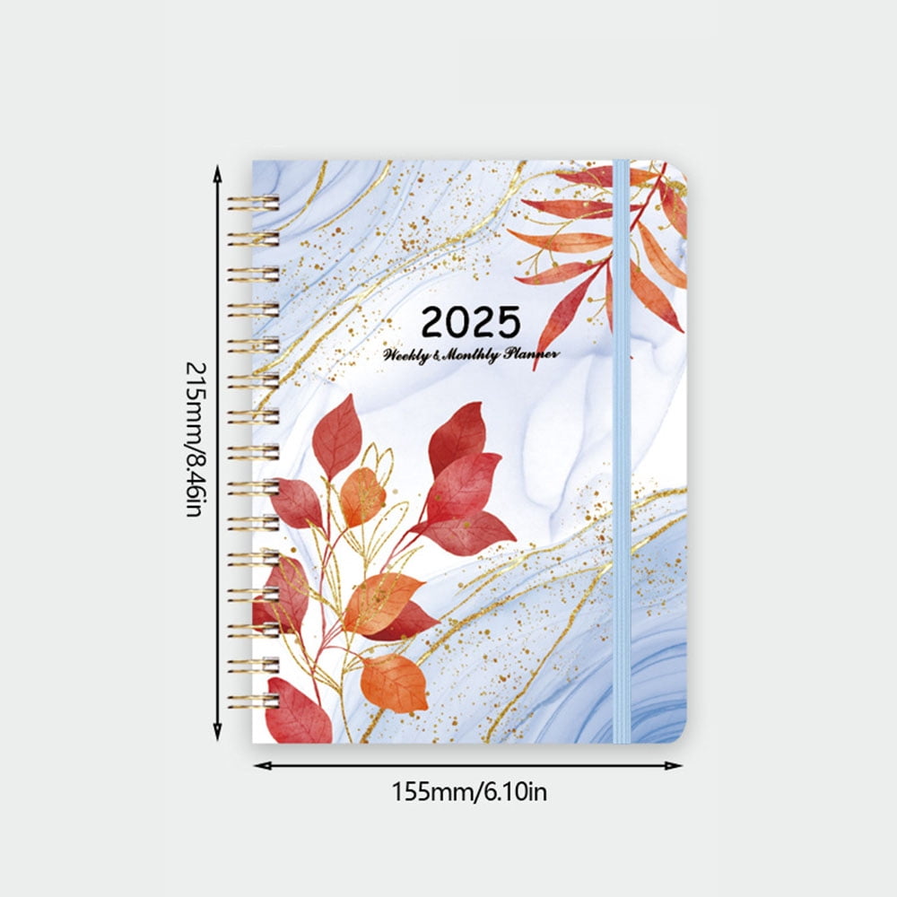 2025 Floral Leaves A5 Notebook Planner Vintage Cardboard Cover Calendar ...