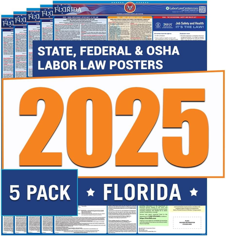 2025 Florida Labor Law Poster- State, Federal, OSHA Compliant ...