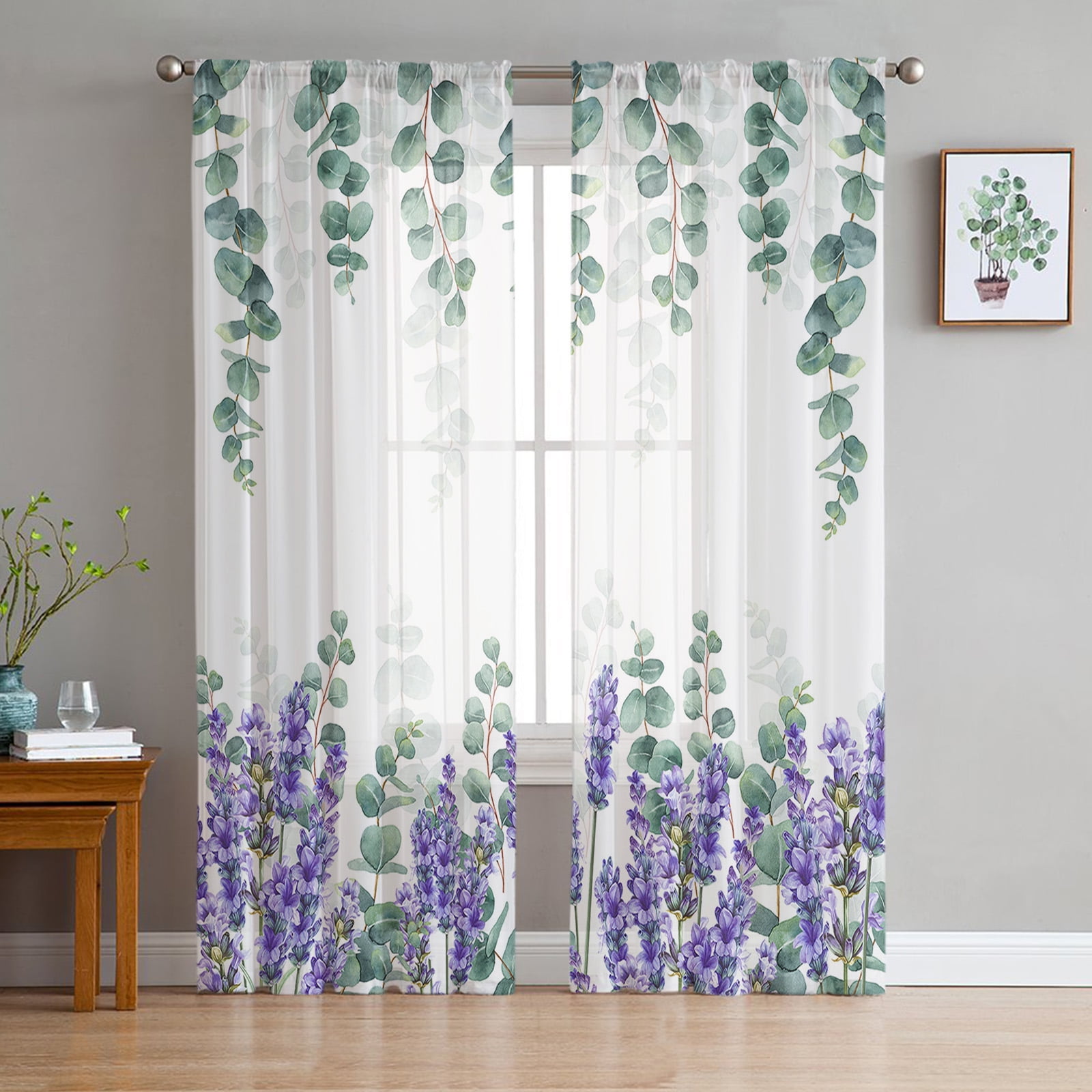 2025 Flower Curtains Lavender Tulle Voile Bicycle Purple Curtains Sheer ...