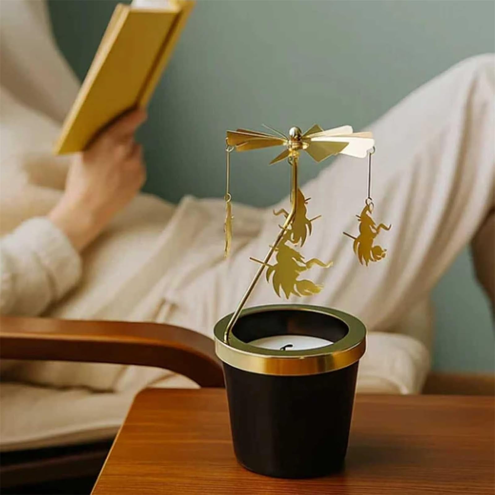 2025 Flying Witch Candle Carousel Topper, Metal Rotating Tea Light ...