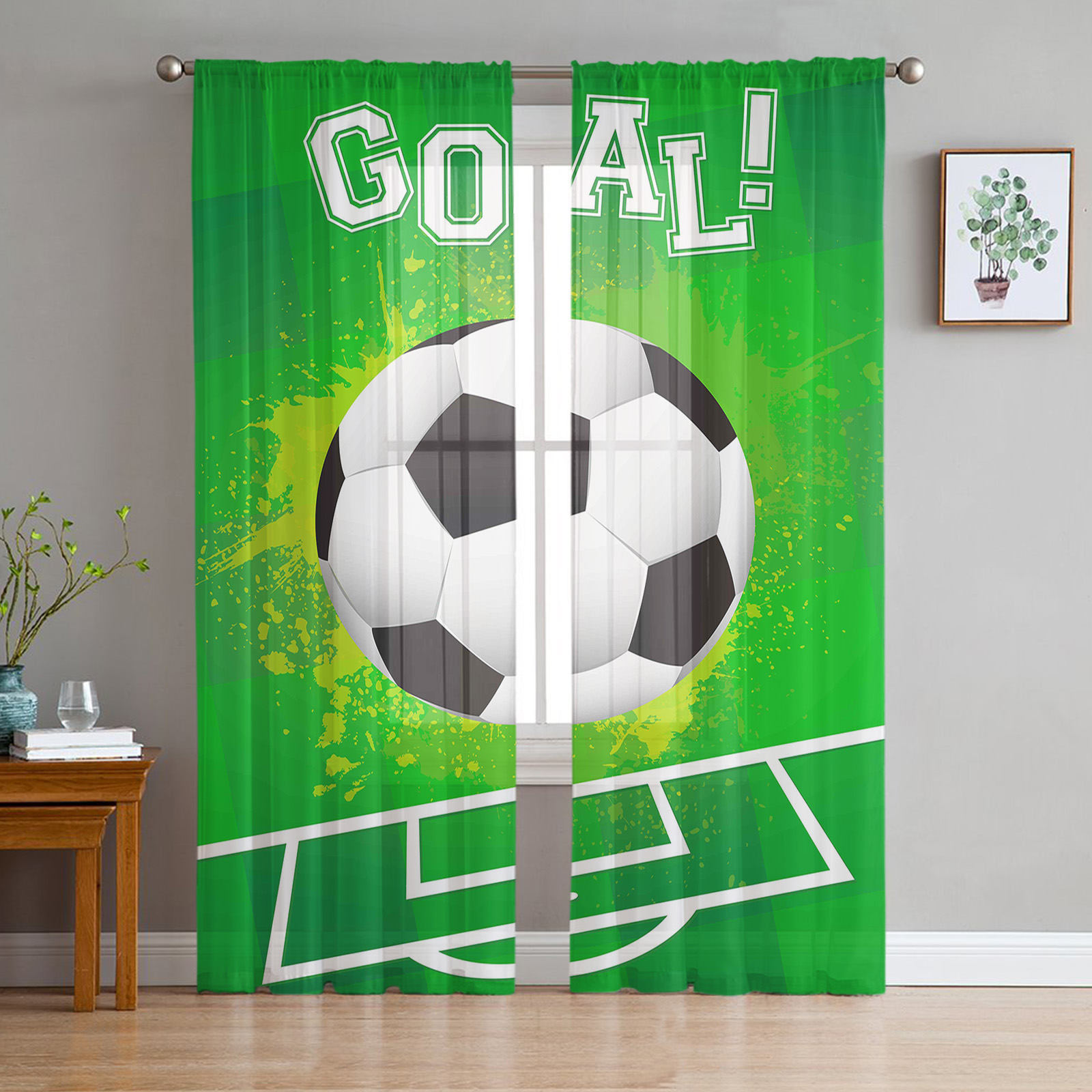 2025 Football Bedroom Room for Tulle Net Window Curtain ration Drapes ...