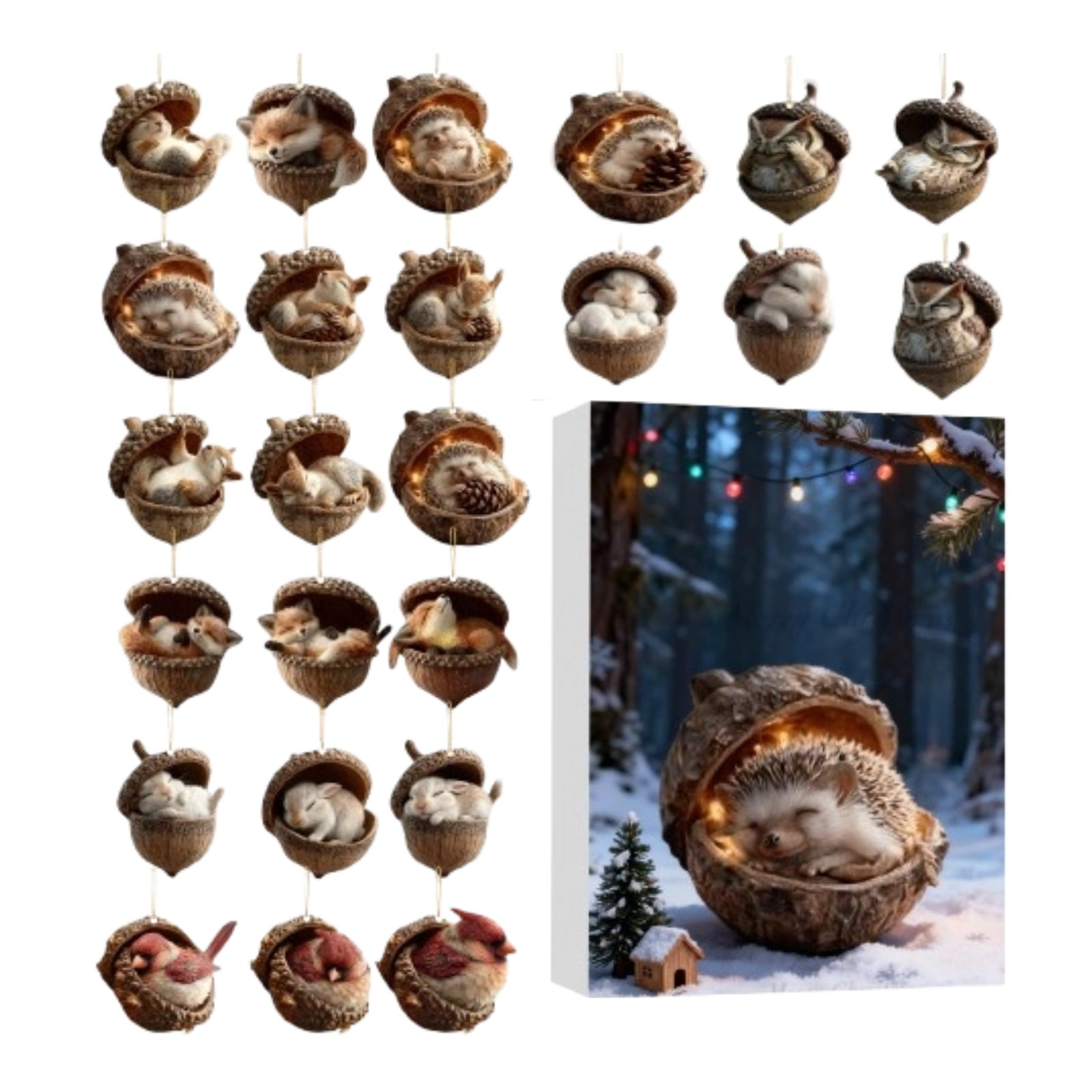 2025 Forest Animal Acorn 2D Christmas Countdown Calendar - 24 Days Cozy Woodland Animal ...