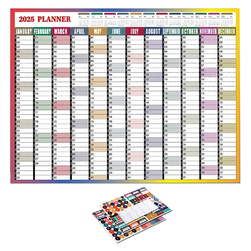 2025 Full Year Calendar Wall Planner 2025 Yearly Planner Home Planner ...