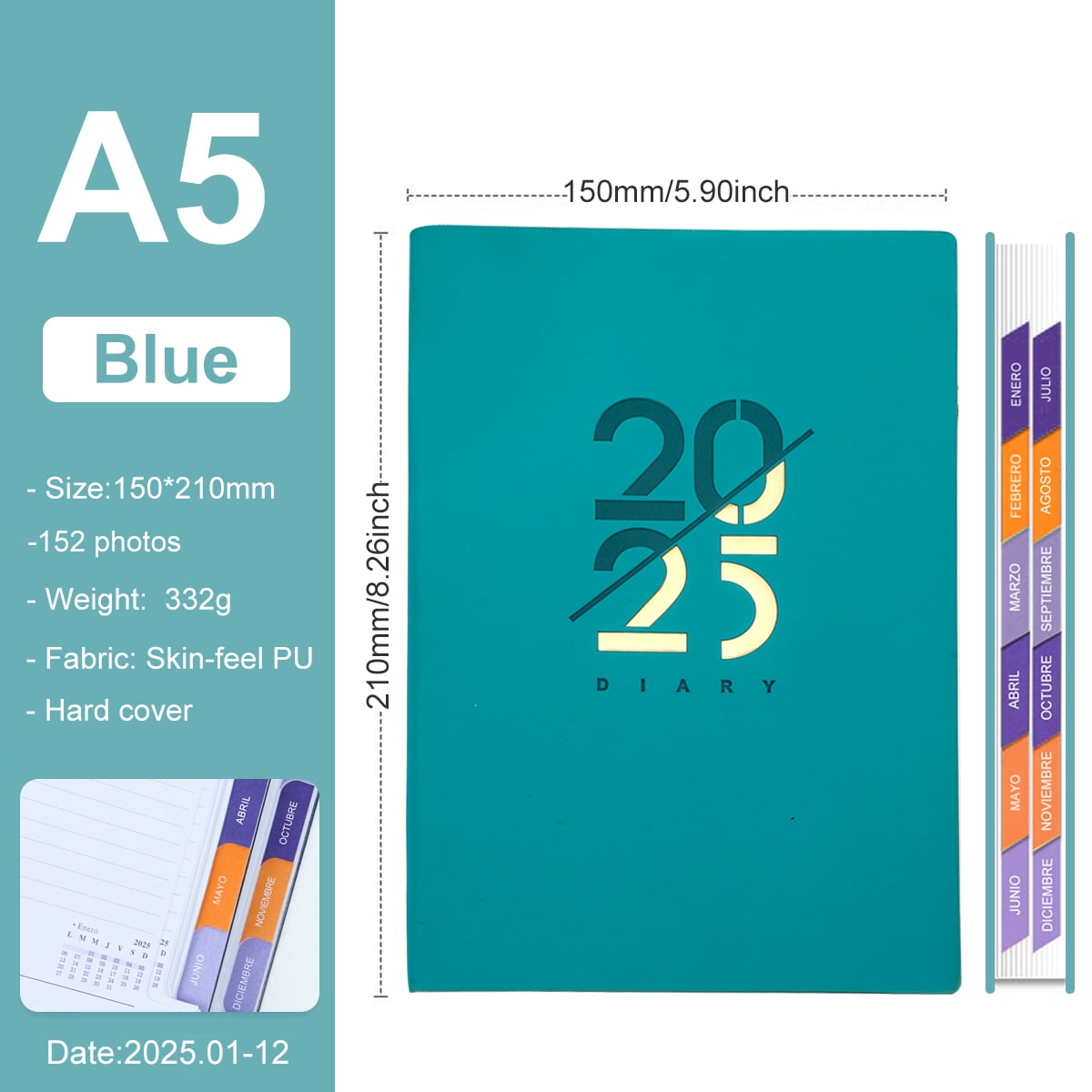 2025 Full Year Plan 365 Days sche Leather-bound Planner Schedule A5 ...