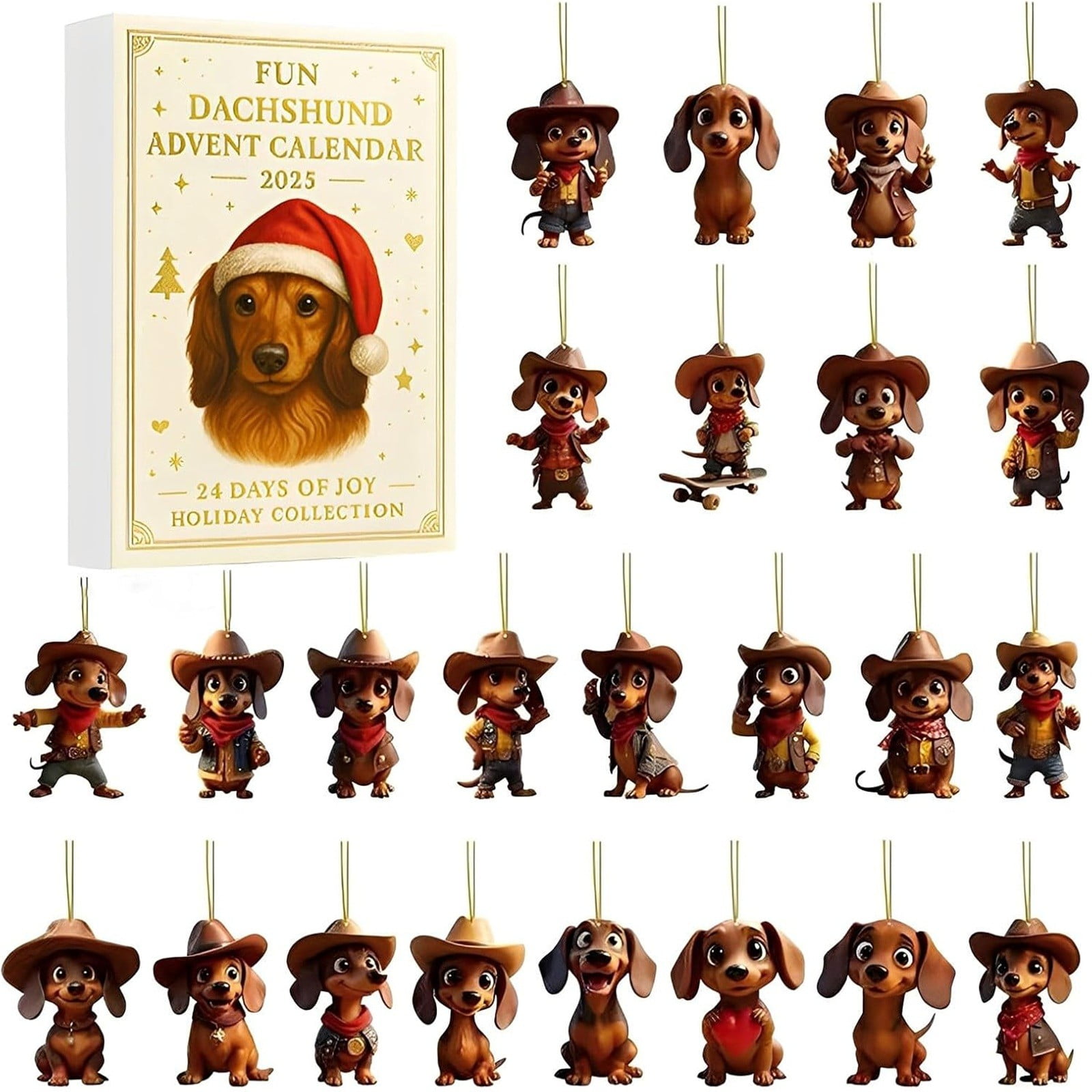 2025 Fun Dachshund Advent Calendar For Christmas Tree Decoration ...