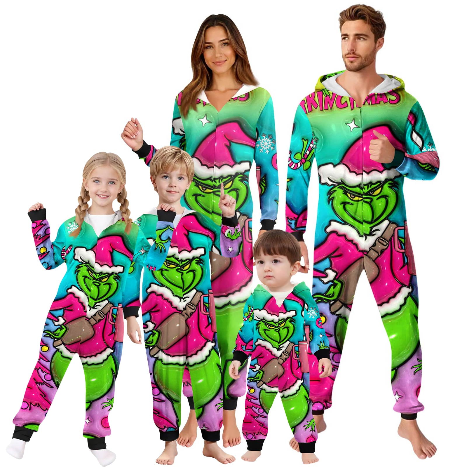 2025 Fun Holiday Pjs Sleepwear Bodysuit, Christmas Grincch Family ...